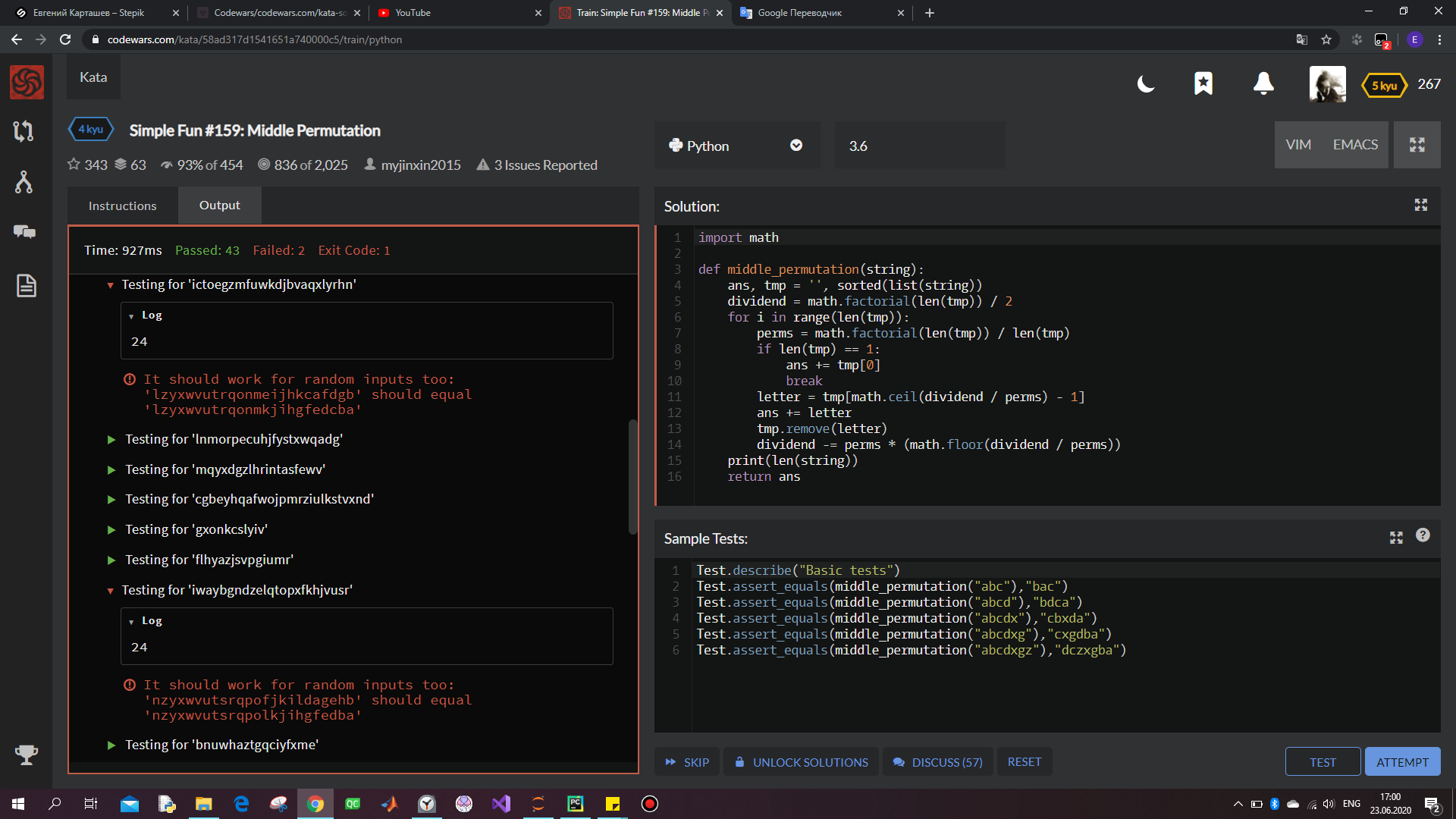 Codewars/codewars.com/kata-solving-help - Gitter