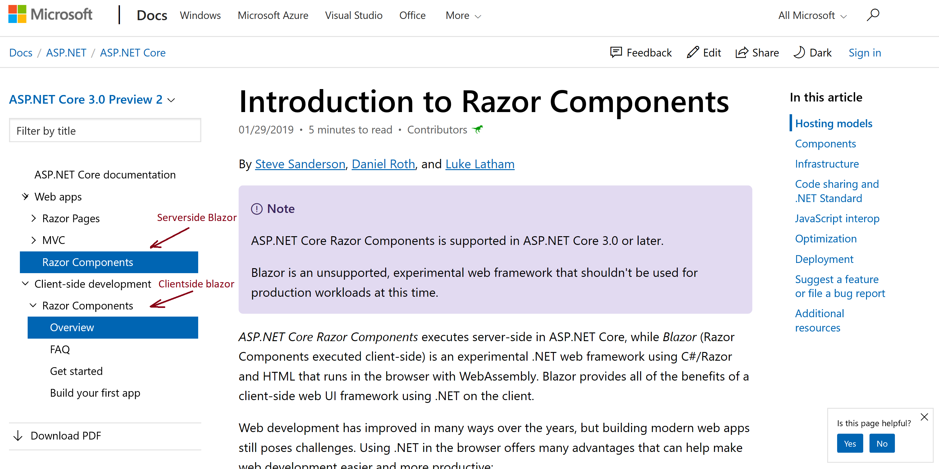 Blazornet Docs Link Point To Server Side Razor Components · Issue 7381 · Dotnetaspnetcore 9542